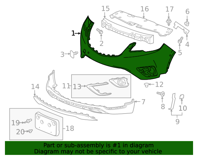 2019-2020 Buick Envision Front Upper Bumper Cover 84387586 GM ...