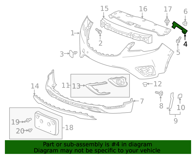 2019-2020 Buick Envision Front Passenger Side Bumper Fascia Guide ...