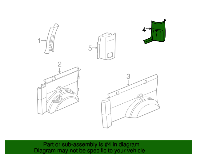 Genuine OEM Medium Dark Pewter II Passenger Side Body Rear Corner ...