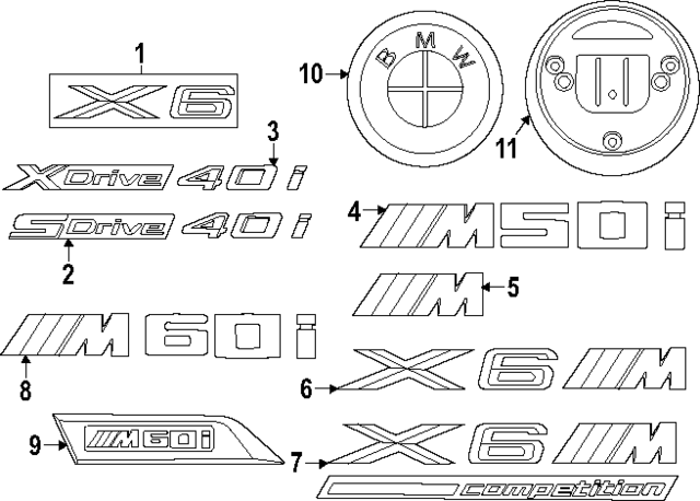 51147436014 - 2020-2024 BMW X6 Nameplate (51-14-7-436-014) | BMW of ...
