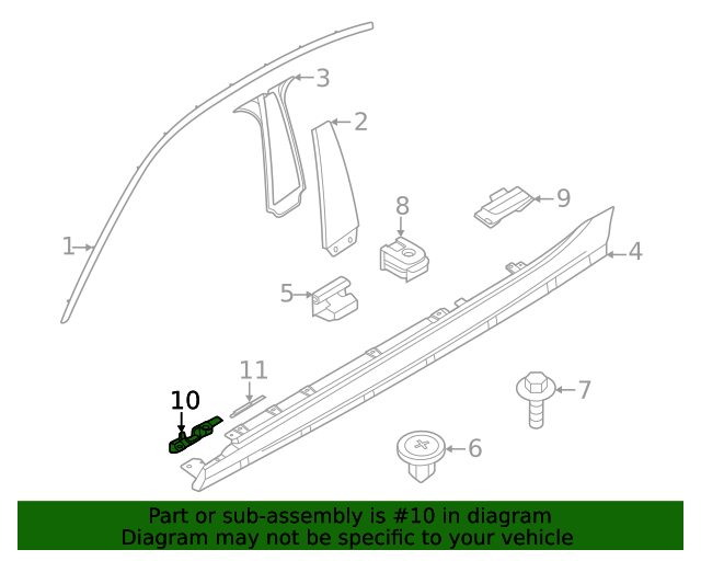 Genuine BMW 51-77-7-461-383 | Rocker Molding Front Bracket | FREE ...