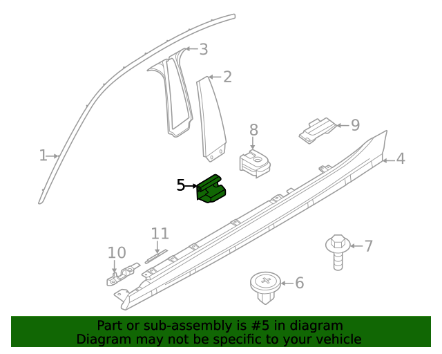 Genuine OEM BMW Rocker Molding Retainer Part# 51127490761 Fits 2020 ...