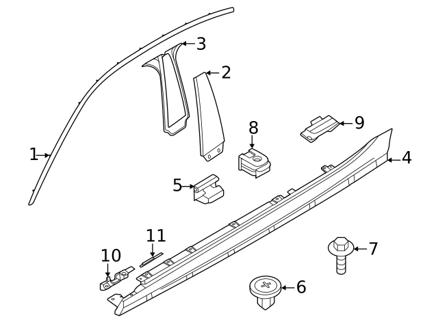 2020-2023 BMW Roof Drip Molding 51-33-7-483-154 | AutoNationParts.com