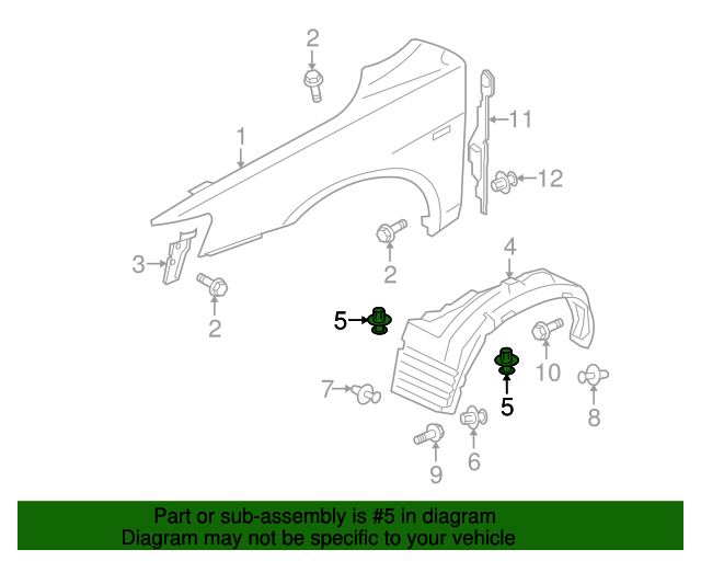 1997-2023 Mitsubishi Fender Liner Clip MR288150 | MitsubishiParts.com