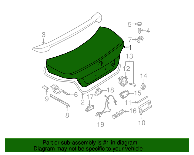 41627168761 - 2008-2010 BMW Trunk Lid (41-62-7-168-761) | BMW of South ...