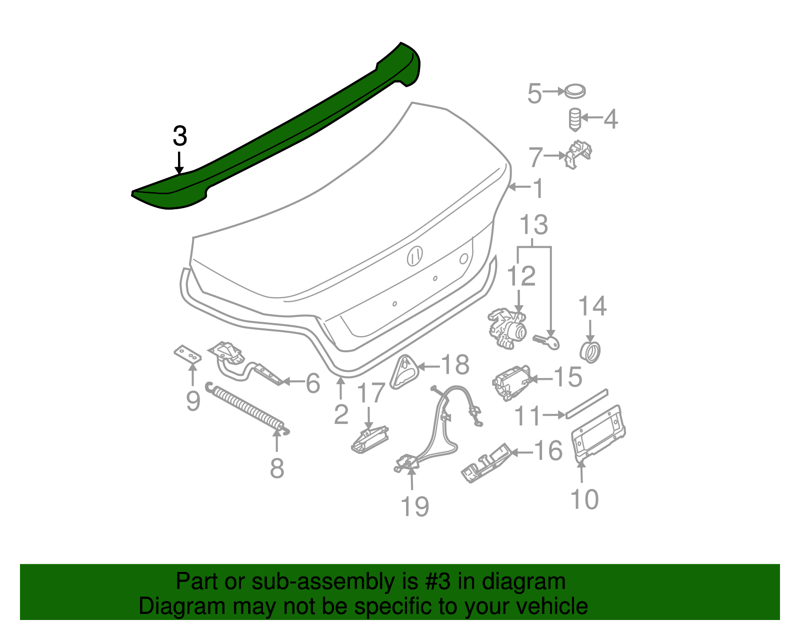 Genuine BMW 51-62-8-040-054 | E60 5 Series M Sport Rear Deck Spoiler ...