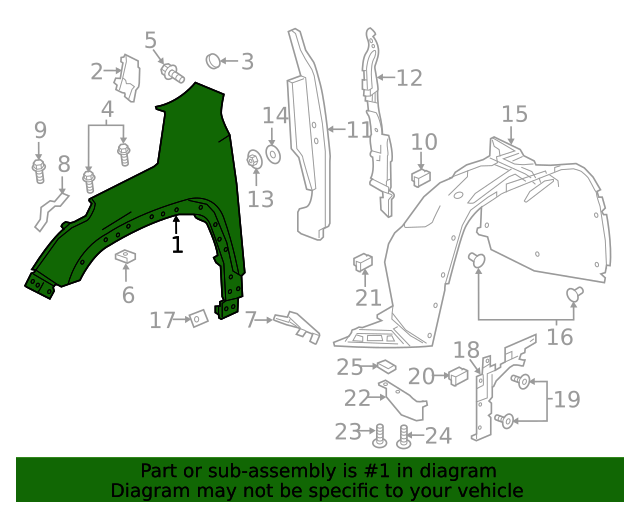 2017-2019 GMC Acadia Fender - Driver's Side (LH) 84139849 | GetOEMParts.com