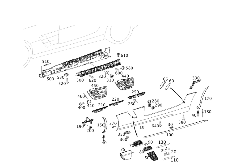 197-698-21-27 - Retaining Rail 2011-2014 Mercedes-Benz SLS AMG ...