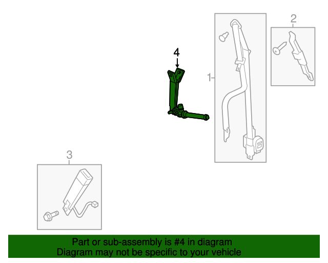2009-2017 GM Ebony Passenger Seat Belt with Retractor and Pre-Tensioner ...