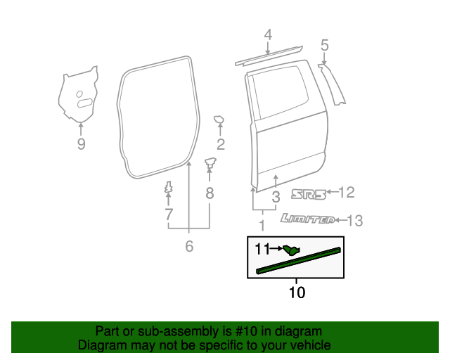 2007-2021 Toyota Tundra Lower Weather-Strip 67887-0C040 | Toyota Parts ...