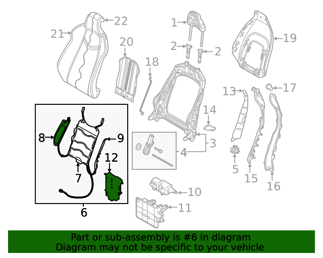 8W0-881-879-F - Seat Lumbar Support Cushion 2020-2023 Audi ...