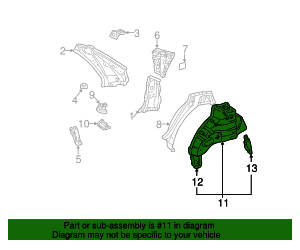 2002-2006 Toyota Camry Inner Wheelhouse 61607-33050 | Toyota Parts
