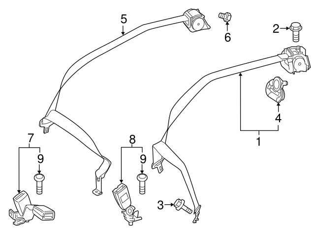 213-860-23-85-9C94 - Seat Belt Lap and Shoulder Belt 2017-2023 Mercedes ...