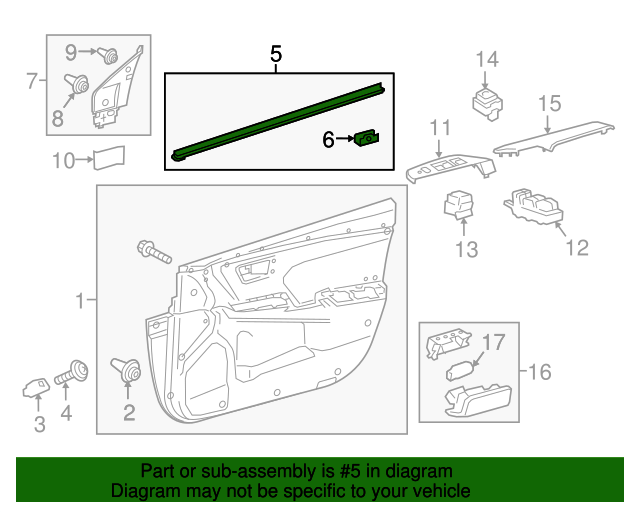68172-06151 - Door Window Belt Weatherstrip 2016-2017 Toyota Camry ...