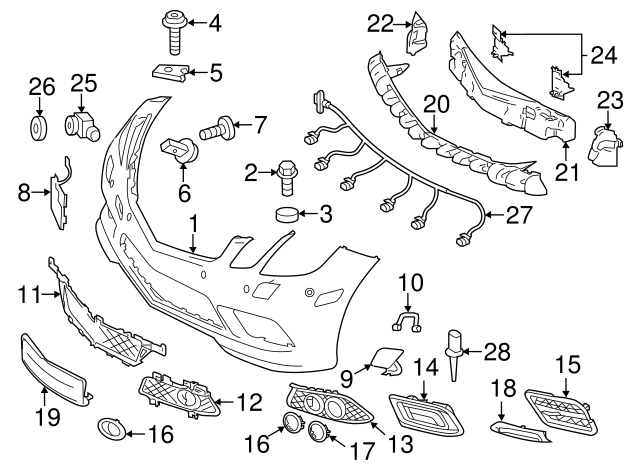 207-885-04-53 - Outer Grille - 2010-2013 Mercedes-Benz ...