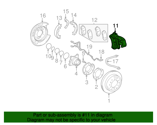 47750-35170 - Disc Brake Caliper (Left, Rear) - 2003-2014 Toyota | OEM ...