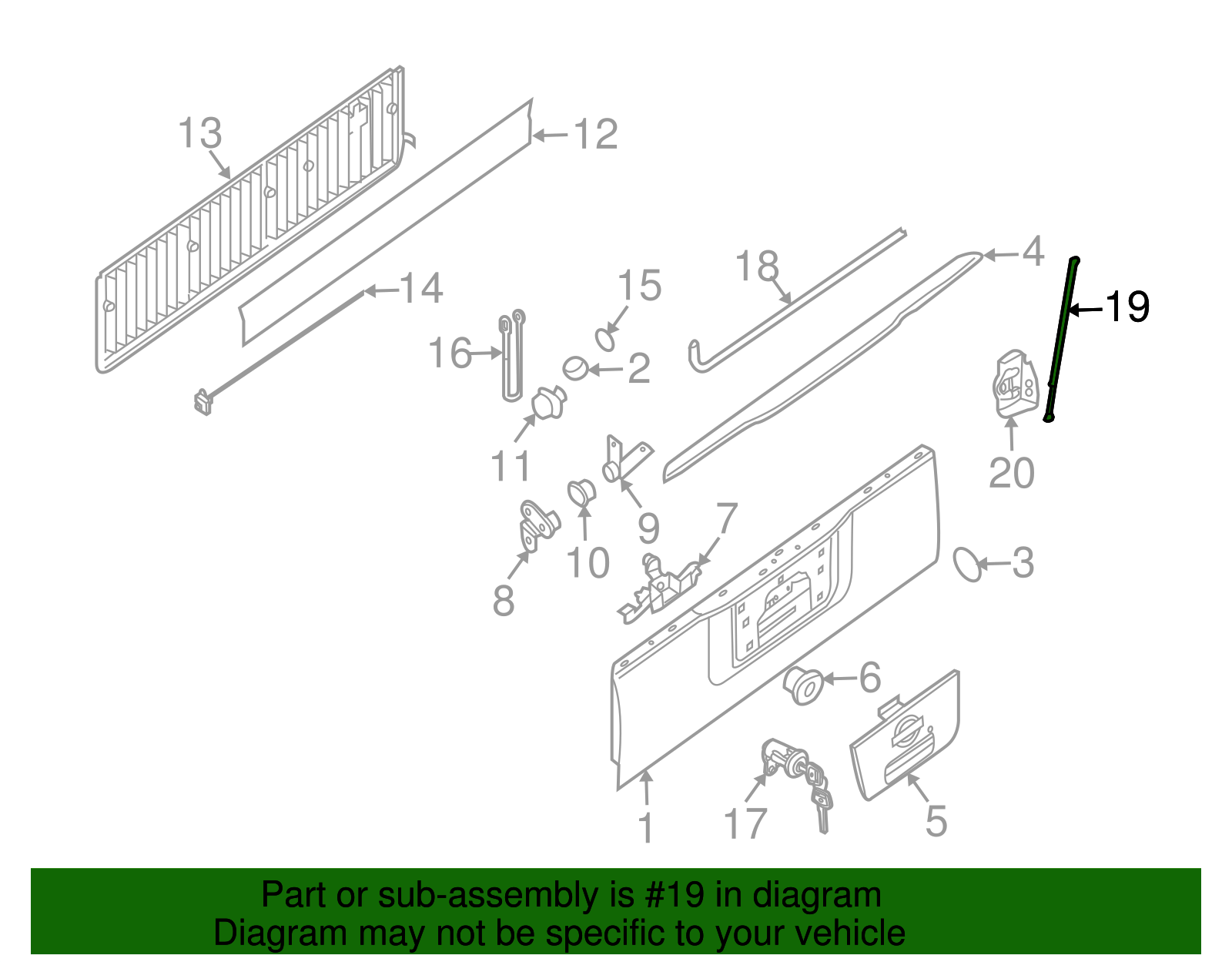 2005-2015 Nissan TITAN Value Advantage™ STAY ASSY REAR GATE E0C50 ...