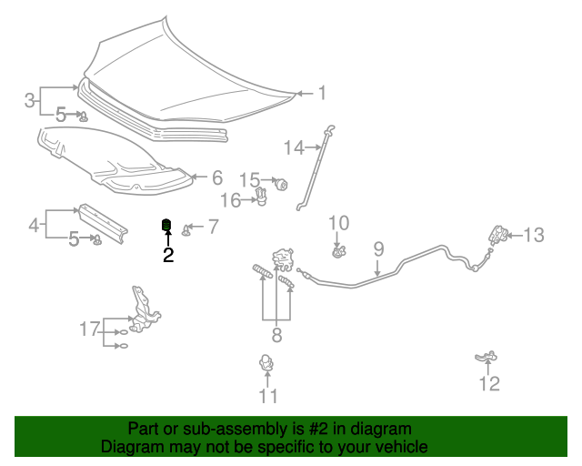 2001-2005 Toyota RAV4 Hood Cushion 90541-15008 | Toyota Parts Center
