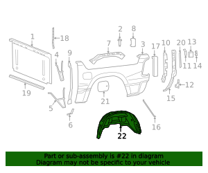 2019 Ram 1500 Quarter Panel Splash Shield 68365745AA | TascaParts.com