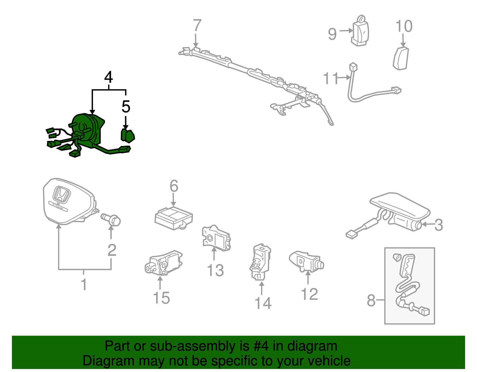 77900-SJC-A01 - 2006-2014 Honda Ridgeline - Reel Assembly Cable ...