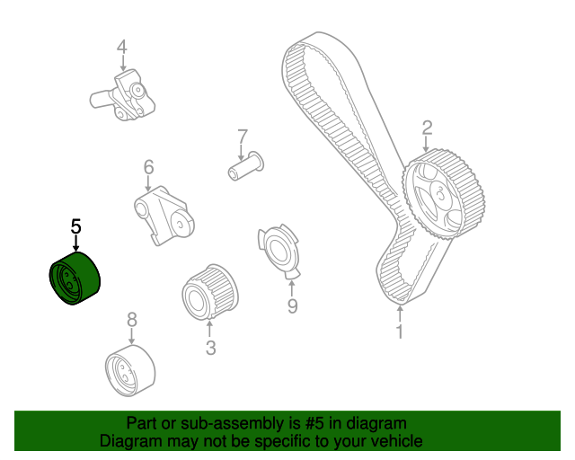 1991-2005 Mopar Engine Timing Belt Tensioner Pulley MD140071 | Mopar ...
