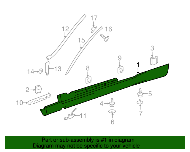 207-698-08-54-9999 - Rocker Molding 2011-2017 Mercedes-Benz | Mercedes ...