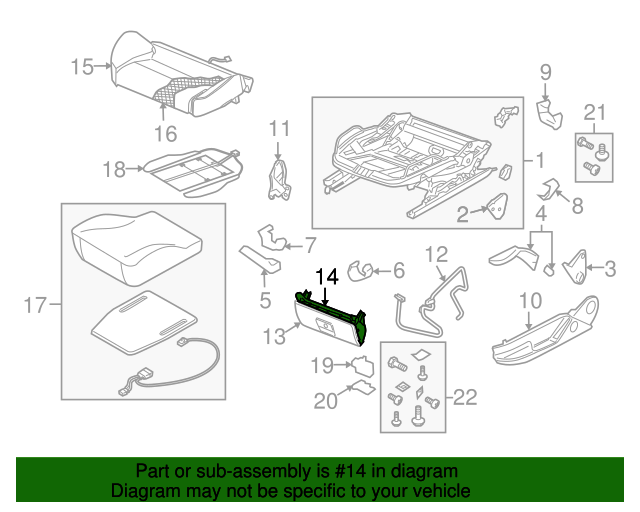8P0-882-621-01C - Seat Storage Drawer Bracket 2006-2013 Audi ...
