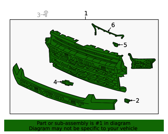 2021-2023 Chevrolet Black Front Grille 84960921 | GMPartsDirect.com