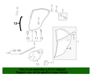 2010-2012 Lexus HS250h Side Weather-Strip 67896-75011 | OEM Parts Online
