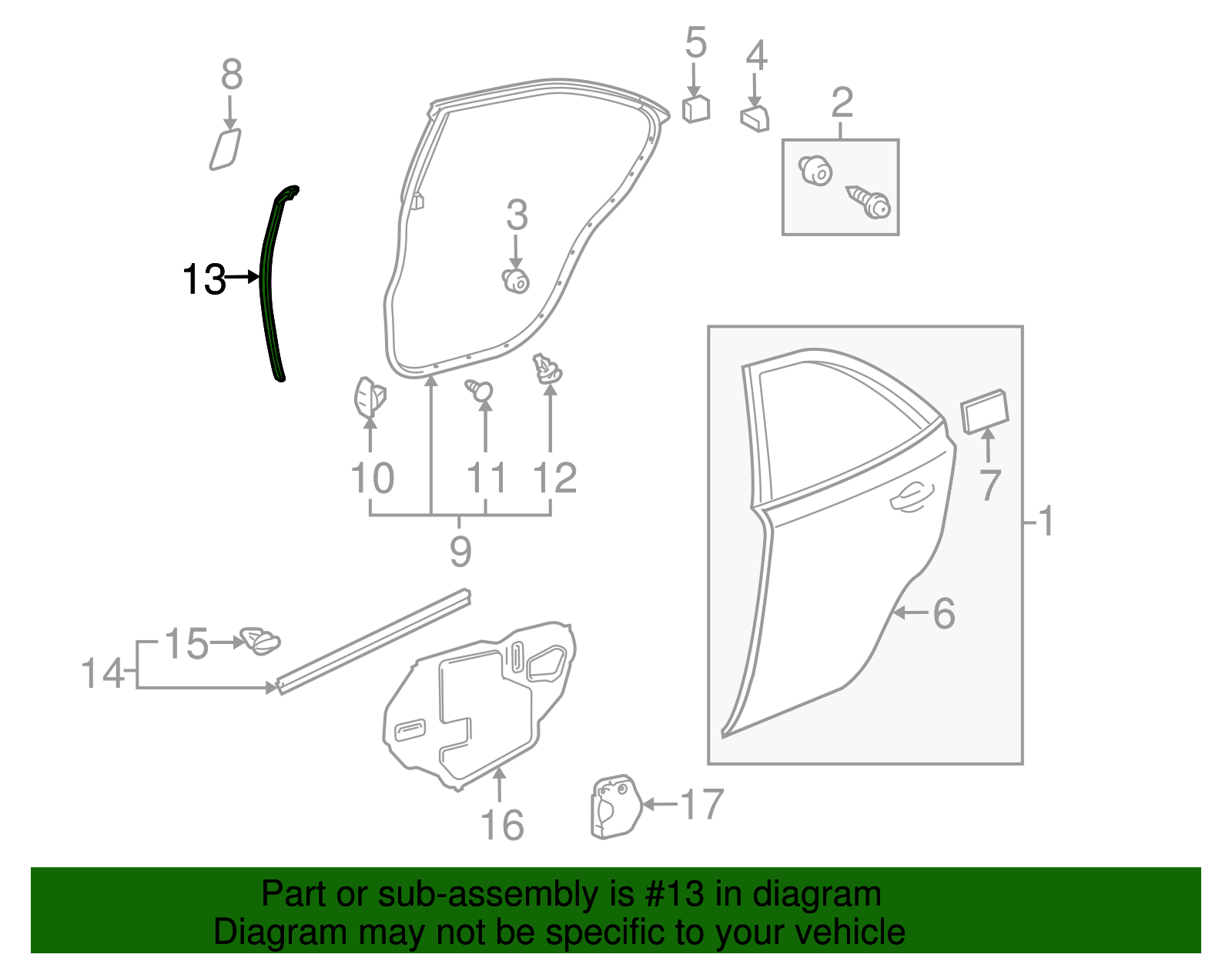67895-75011 - Side Weather-Strip 2010-2012 Lexus HS250h | Lexus Parts ...