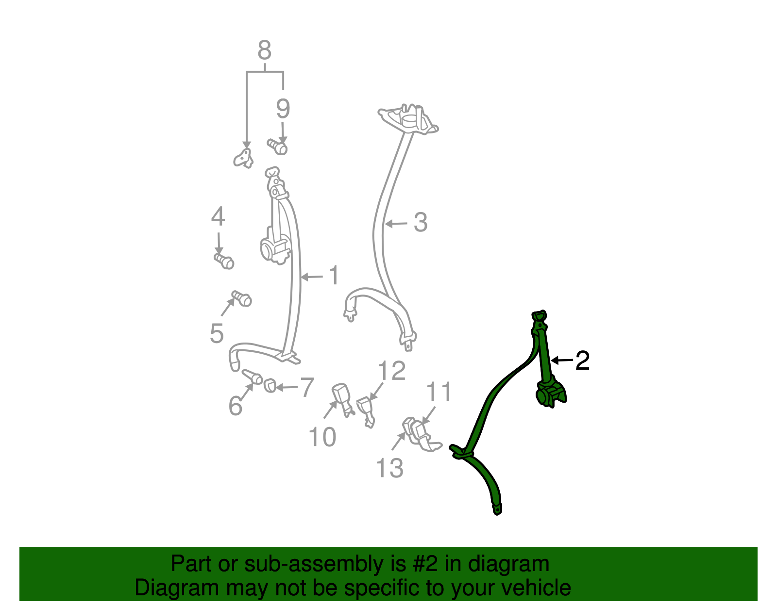 2004-2010 Toyota Sienna Lap & Shoulder Belt 73570-AE012-E0 | Toyota ...