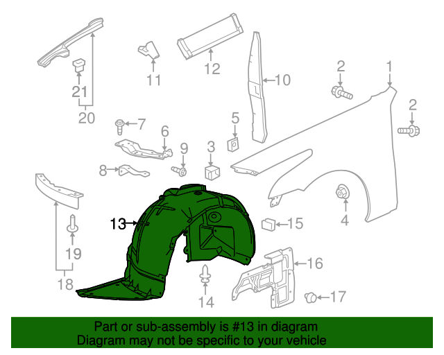 23158206 GM Passenger Side Front Wheelhouse Liner | GM Parts Store