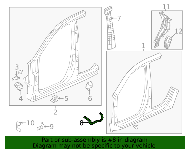 63647-TJB-A01 - Separator A, L Center Pillar (Outer) 2019-2021 Acura ...