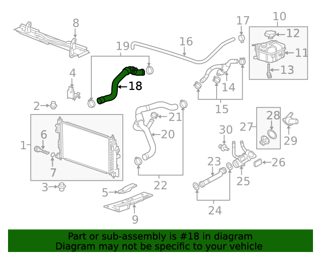 2011-2013 Buick Regal Radiator Inlet Hose 13220131 | GMPartsDirect.com