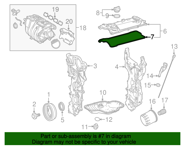 2016-2024 Toyota Engine Valve Cover Gasket 11159-0P040 | OEM Parts Online