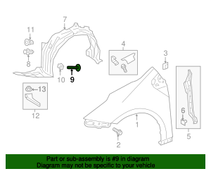 2012-2022 Toyota Bumper Cover Fastener 47749-06010 | Toyota Parts Center