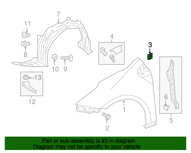 53882-33060 - Fender Seal - 2015-2022 Toyota | OEM Genuine Toyota Parts