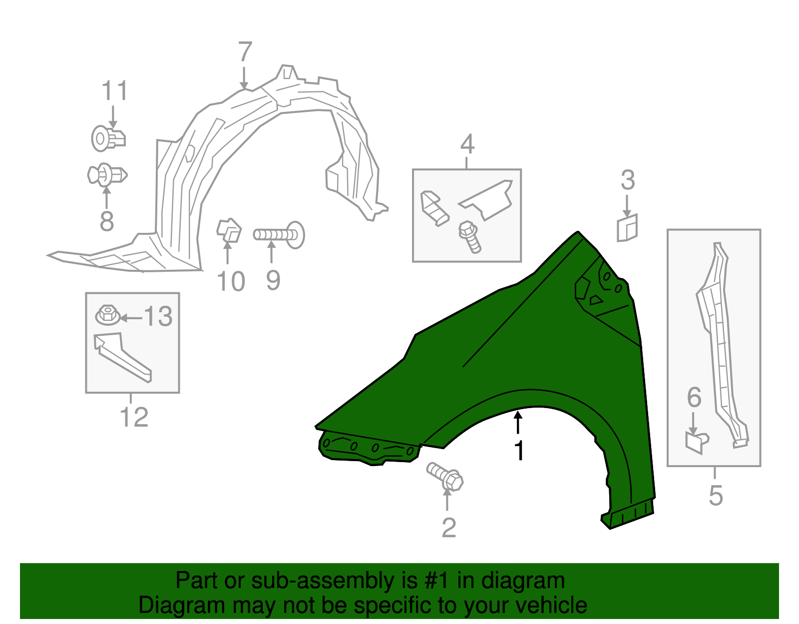 2016-2022 Toyota Fender 53801-47080 | Toyota Parts Center