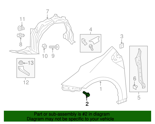 Fender Bolt - Toyota (90119-A0461) | Toyota Parts