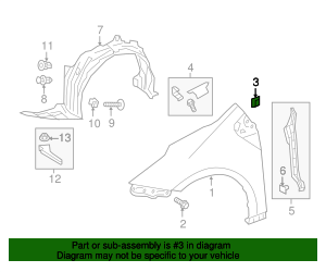 53882-33060 - Fender Seal - 2015-2022 Toyota | OEM Genuine Toyota Parts