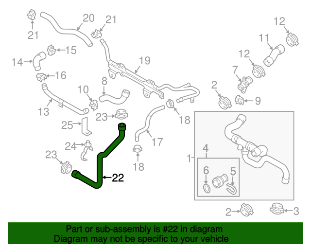 2011-2015 Audi Lower Hose 8J0-121-063-B | Audi USA Parts