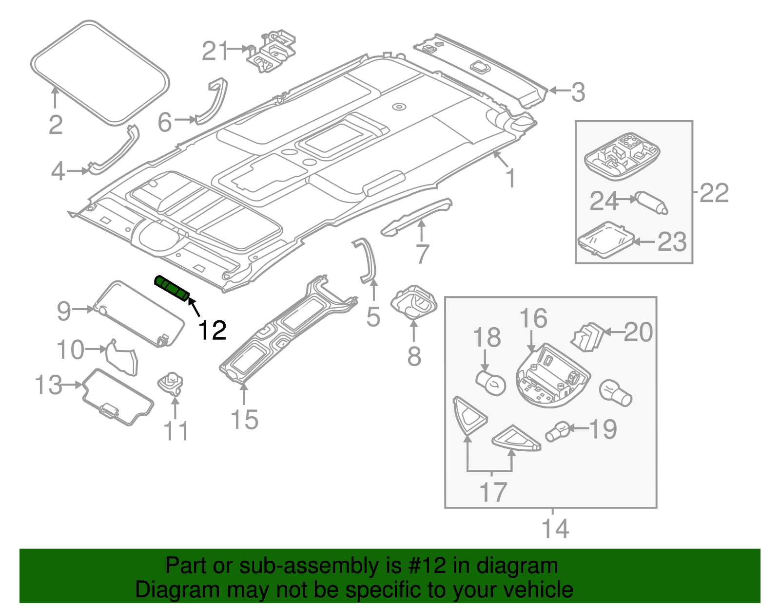 96415-7S00A - Visor Lamp Bulb 2004-2014 Nissan | Nissan Parts ...