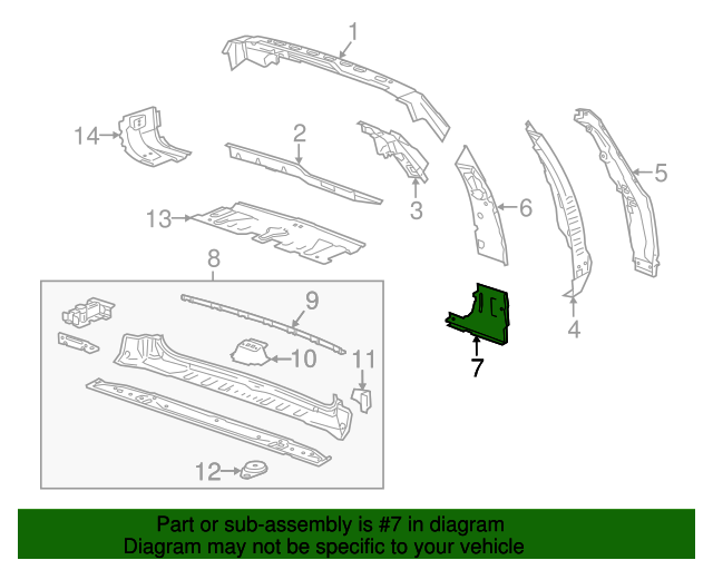 2015-2020 GM Driver Side Back Body Pillar Lower Inner Panel 22786707 GM ...