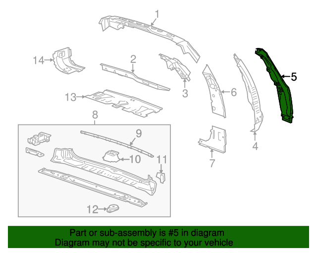 2015-2020 GM Driver Side Body Side Outer Panel Filler 22979701 GM ...