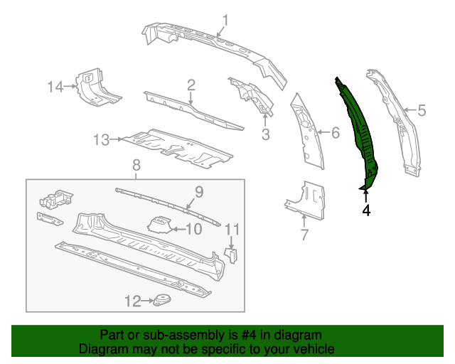 2015-2020 GM Side Frame 23159074 | QuirkParts