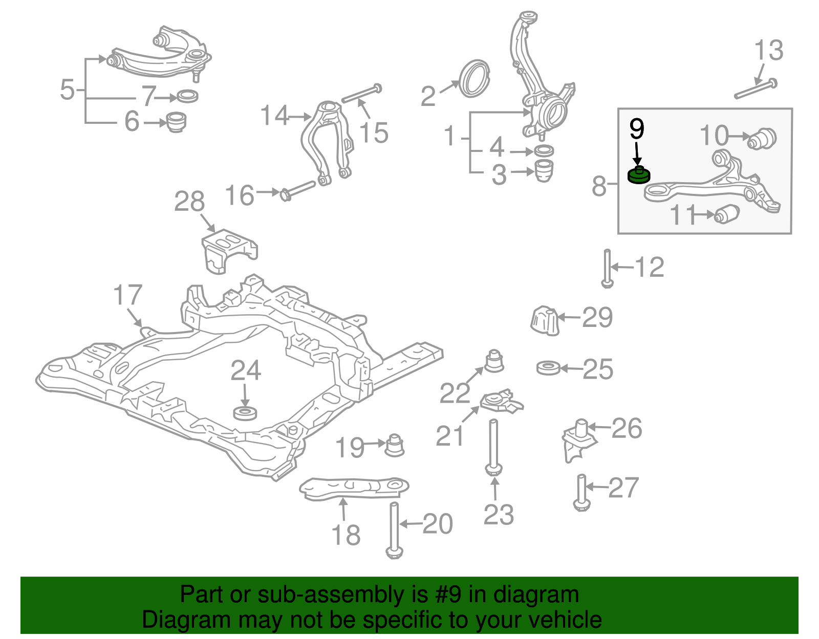 2004-2008 Acura TL Lower Control Arm Front Bushing 51394-SEP-A01 ...