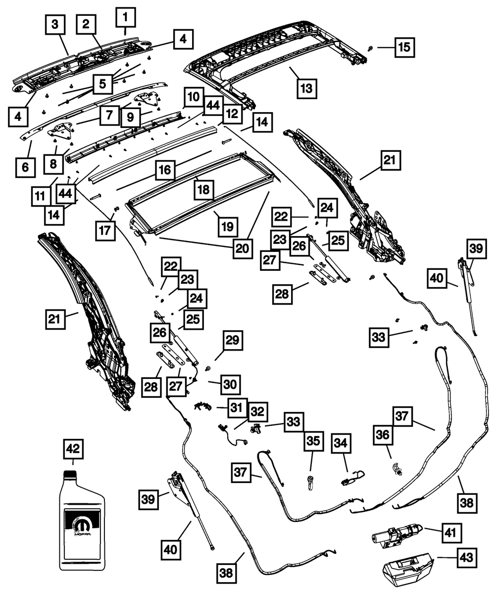 2007-2014 Chrysler Folding Top Hydraulic Tube Assembly, Right ...