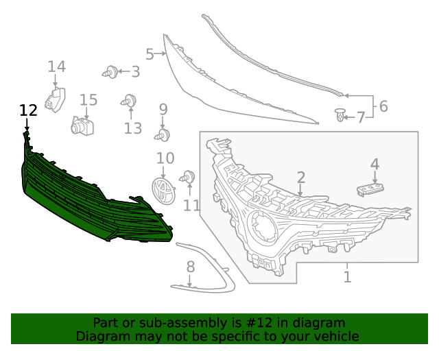 53102-06290 - Lower Grille - 2021 Toyota Camry | OEM Genuine Toyota Parts