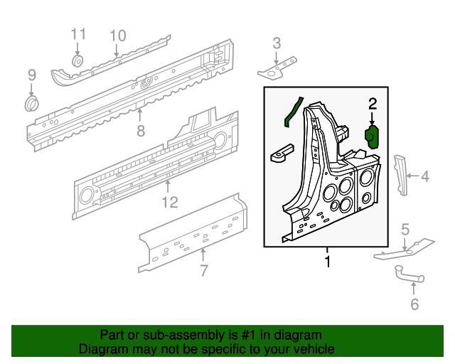 Driver Side Center Pillar Outer Panel Reinforcement 39084396 ...