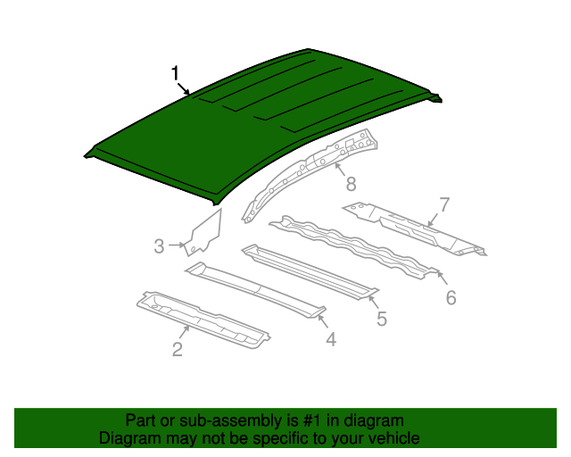2005-2009 GM Roof Panel 19207165 | QuirkParts